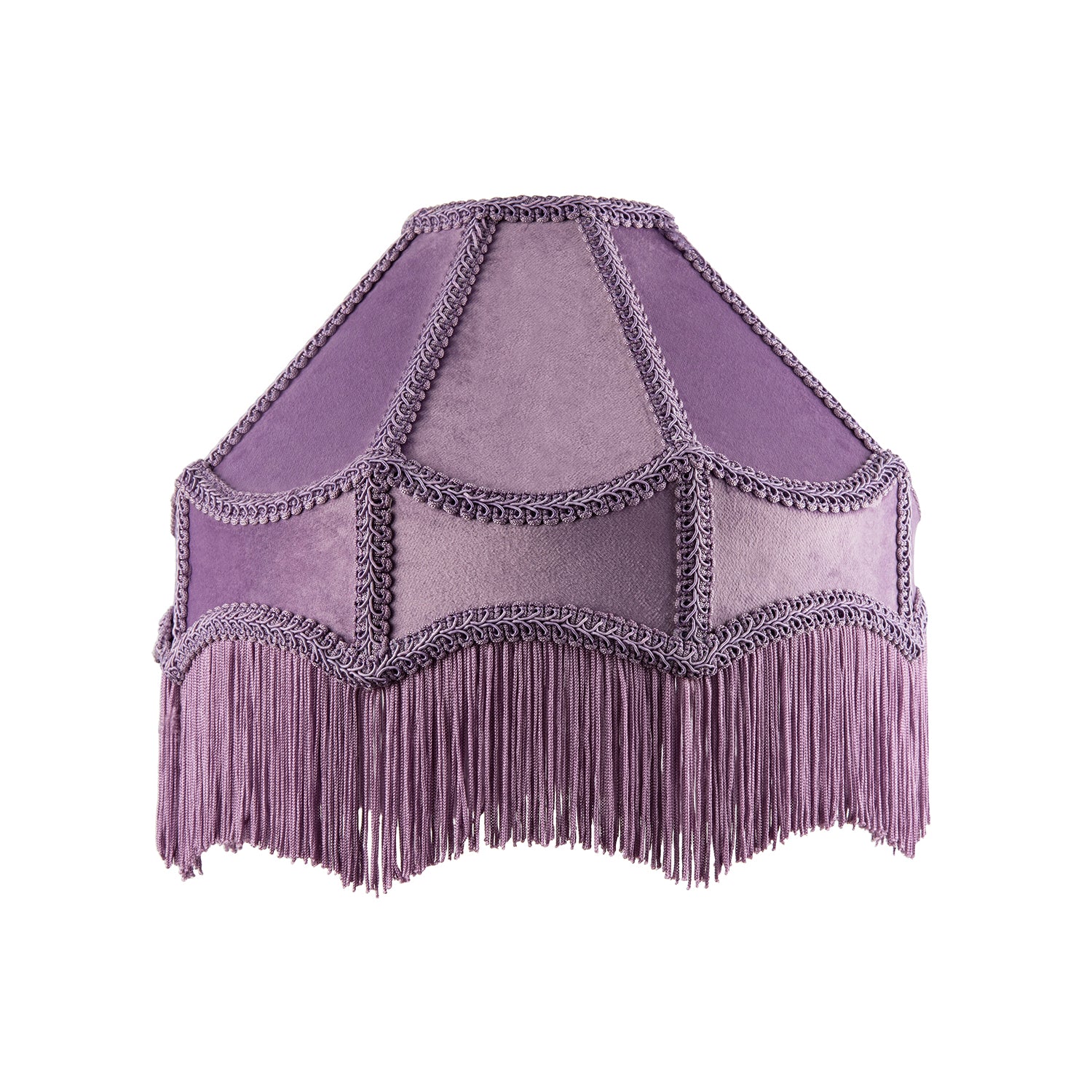 Traditional Victorian Empire Lampshade in Soft Lilac Velvet with Tasse