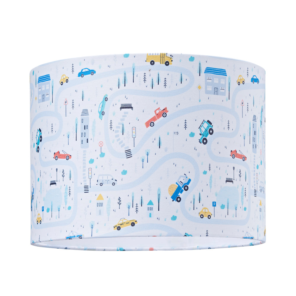 Children's Play Village Lamp Shade - Town City Car Roads Map with Cars