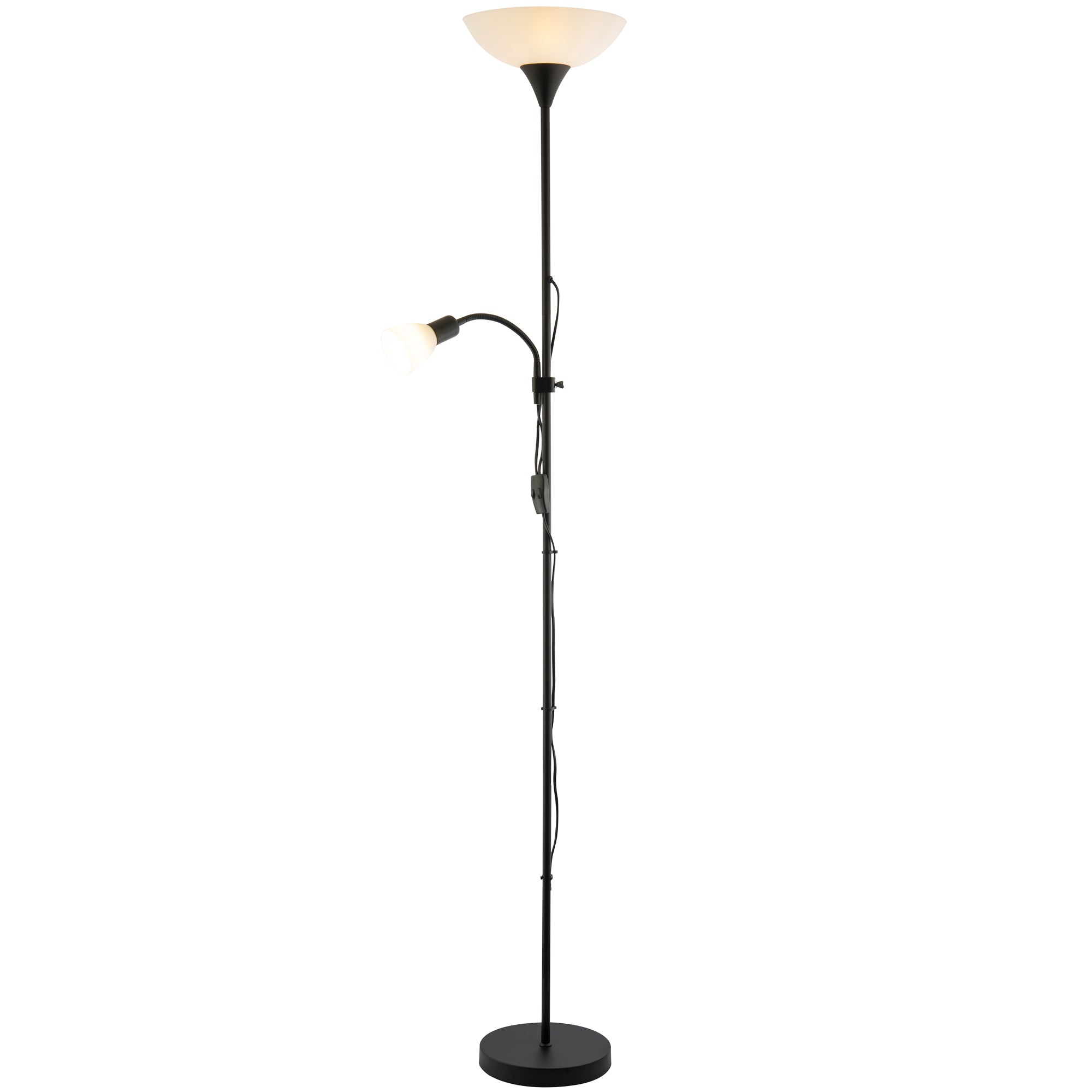 Black Mother and Child Floor Lamp with Adjustable Reading Light and Sw