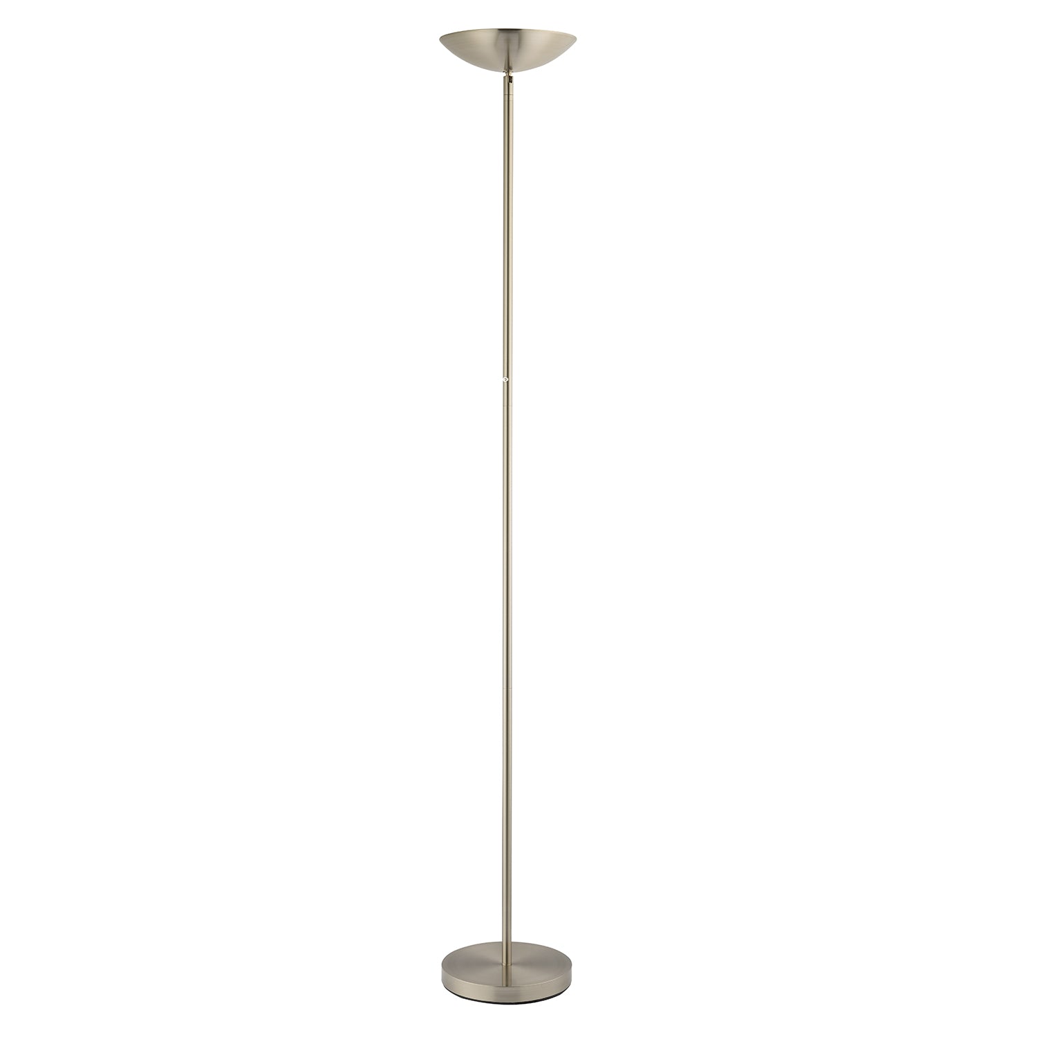 Modern LED Uplighter Metal Floor Lamp in Satin Nickel with Memory Dimm