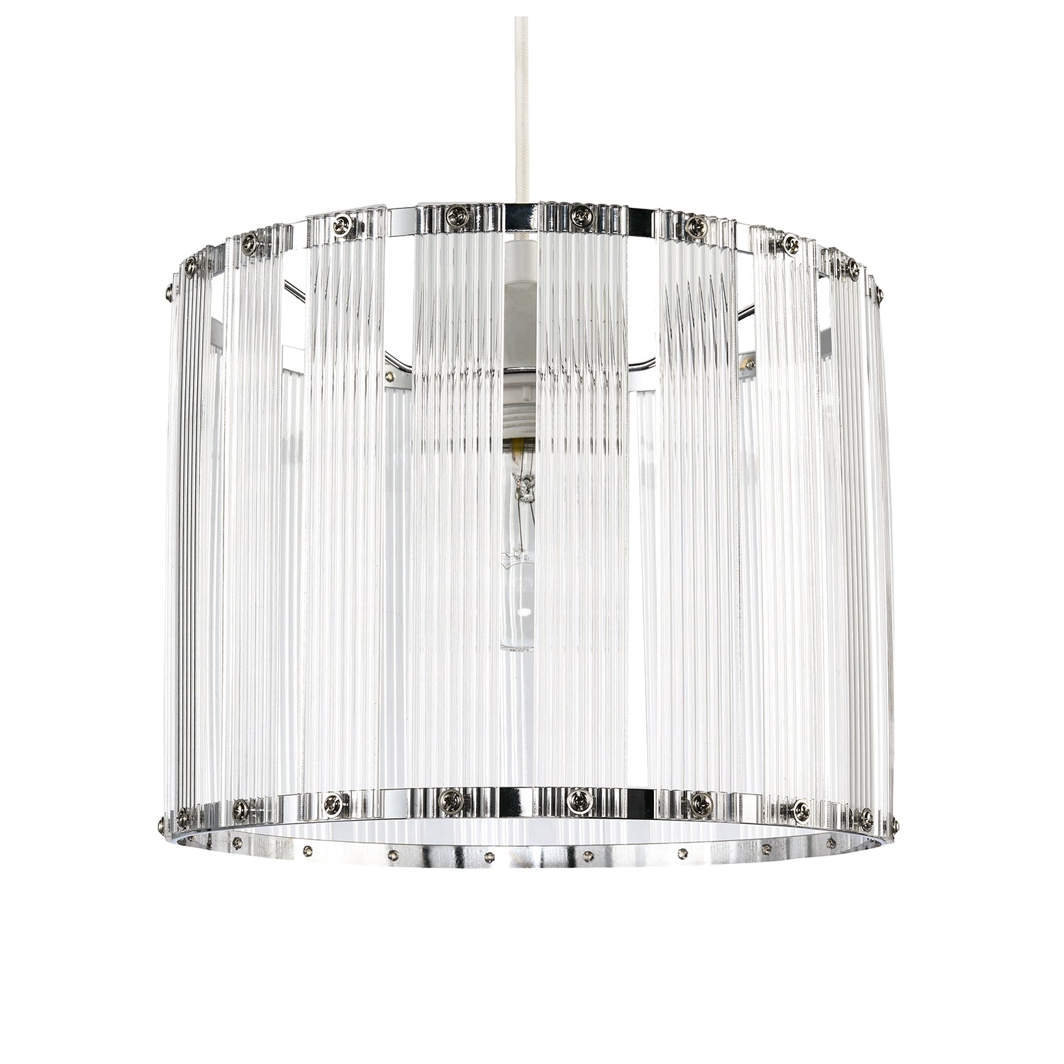 Designer Pendant Light Shade with Rippled Acrylic Transparent Columns